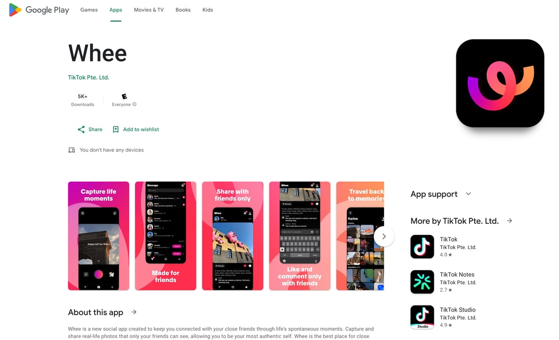 TikTokが新写真共有アプリ「Whee」をローンチ、インスタグラムに対抗か (FASHIONSNAP (ファッションスナップ ドットコム))