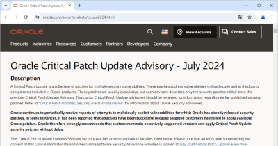 Oracleの定例セキュリティ更新、「Java」「VirtualBox」「MySQL」など386件の脆弱性に対処／2024年7月 ...