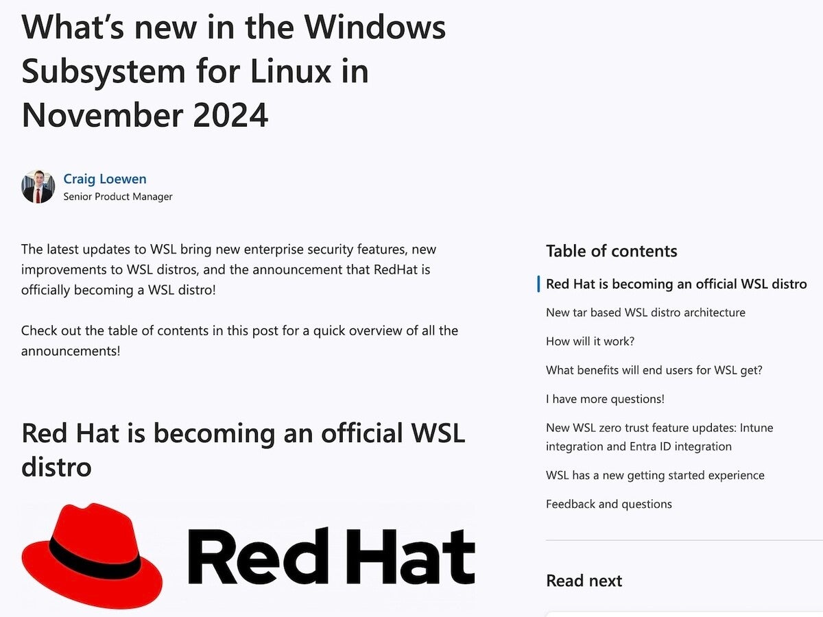 WSLにRed Hat Enterprise Linuxの公式ディストリビューション登場 (TECH+)