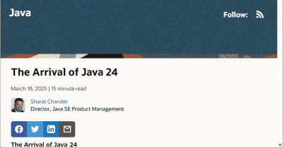 Oracle、「Java 24」を発表 ～32bit Windows版は終了、AI・量子計算時代に備えた改善も／24のJDK拡張提案（JEP）を含む非LTSリリース (窓の杜)
