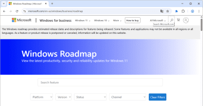 MicrosoftがOSの新機能や改善点を集約した「Windows Roadmap」を開設／利用できるチャネルやリリース予定時期なども記載 ...