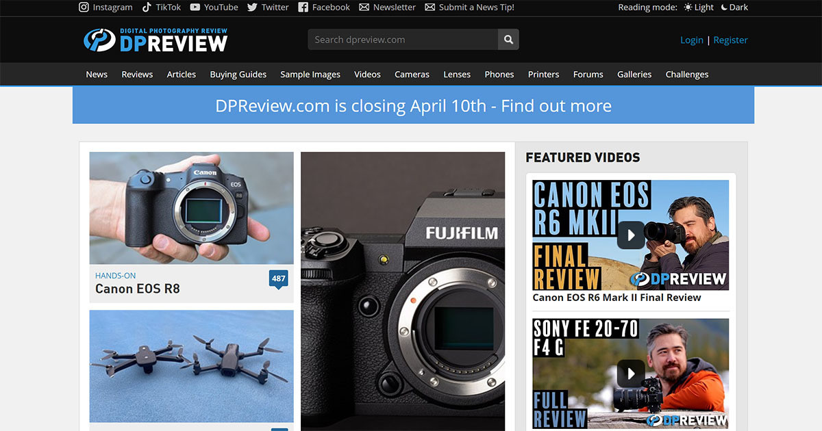 米国のカメラ専門メディア「DPReview.com」、閉鎖を発表 (プラスデジタル)